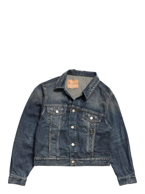 Balenciaga Denim Off-the-shoulder Jacket - Blue