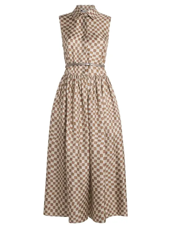Max Mara Silk Check Midi Dress - Pink