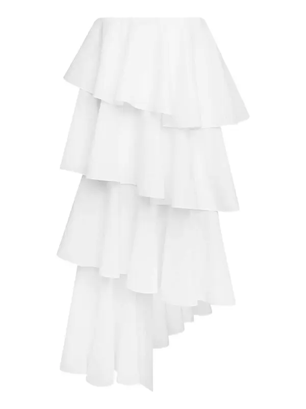 Alaïa Cotton-linen Spiral Midi Skirt - White