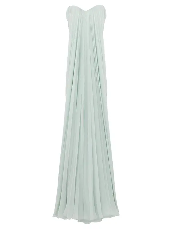 Alexander McQueen Silk Draped Maxi Dress - Green