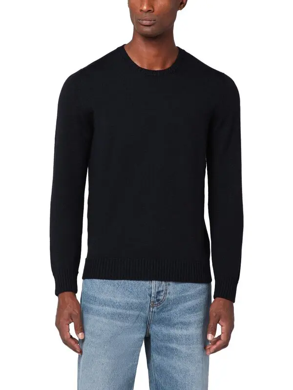 DRUMOHR Crew Neck Wool Sweater - Blue