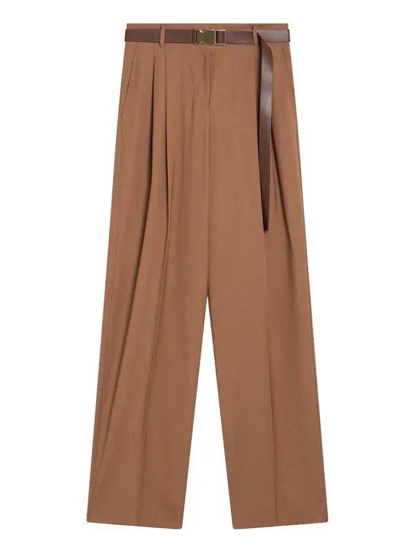MAX MARA STUDIO Wool Canvas Trousers - Brown