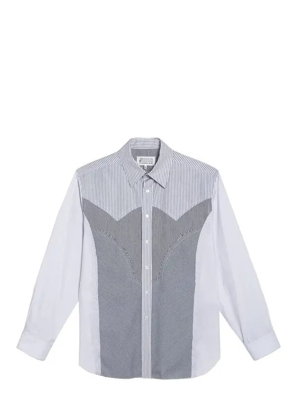 MAISON MARGIELA Striped Patchwork Shirt - White