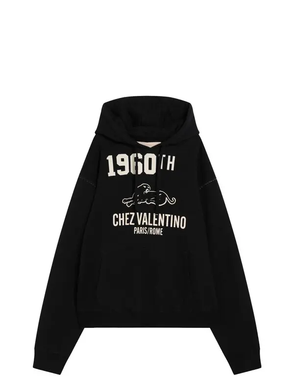 Valentino Garavani Cotton Hoodie With '1960 Chez Print - Black