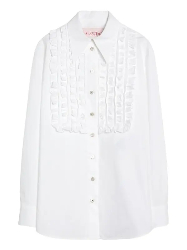 Valentino Garavani Cotton Shirt With Ruffle - White
