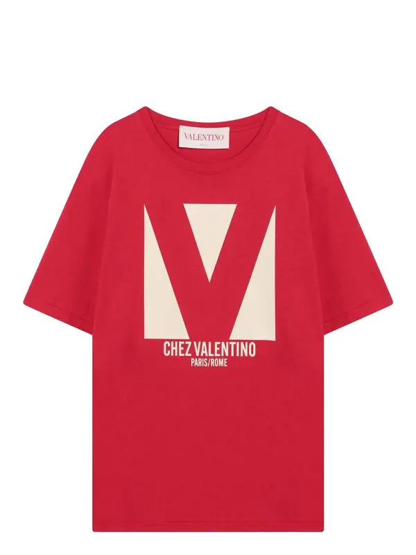 Valentino Garavani T-shirt With Chez Print - Red