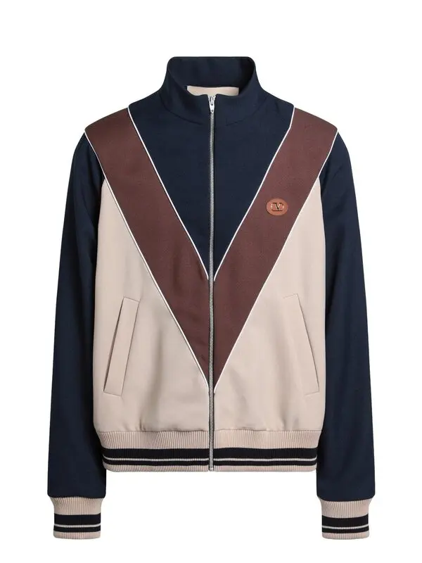 Valentino Garavani Zip-up Sweatshirt With Logo Patch - Multicolor