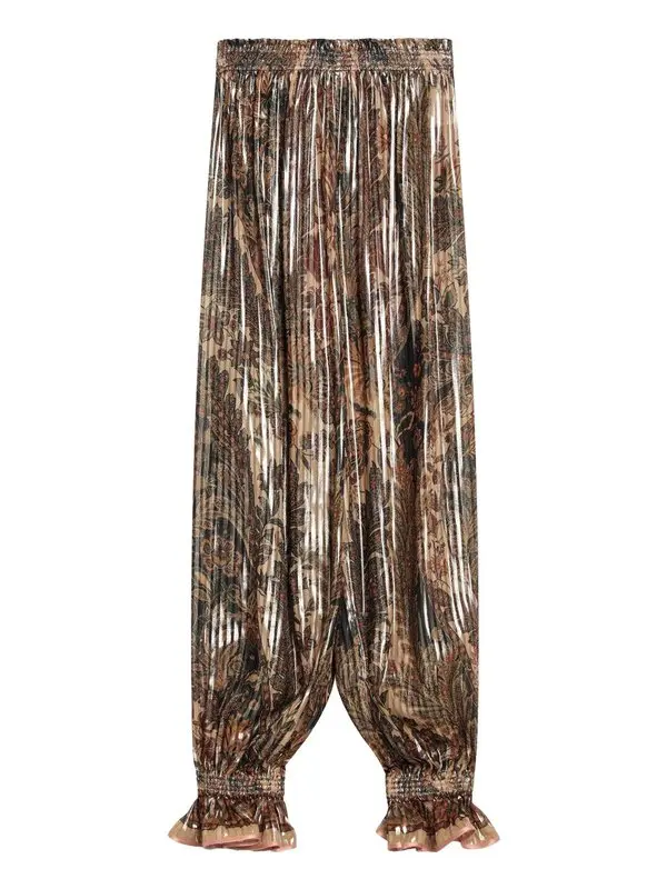 Valentino Garavani Pleated Floral Trousers - Beige