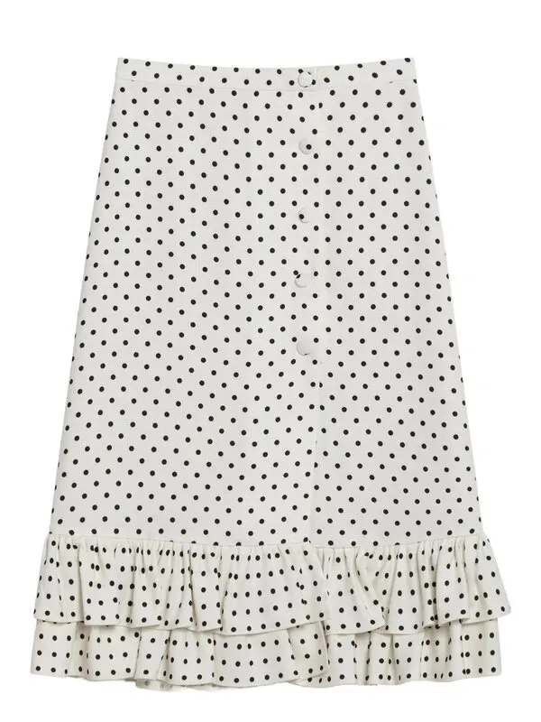 Valentino Garavani Polka Dot Skirt With Ruffle Hem - White