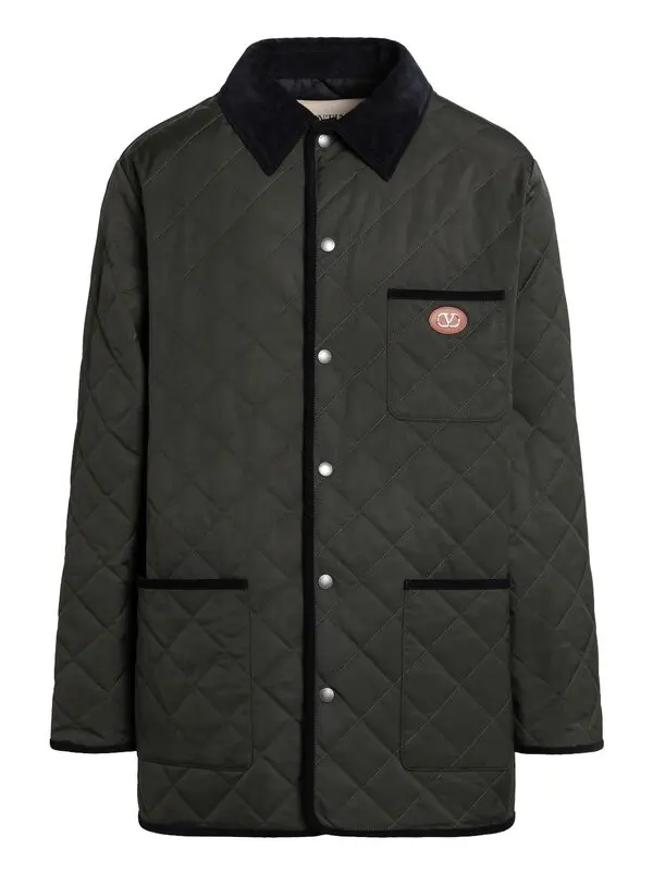 Valentino Garavani Quilted Nylon Jacket With Logo Patch - Green