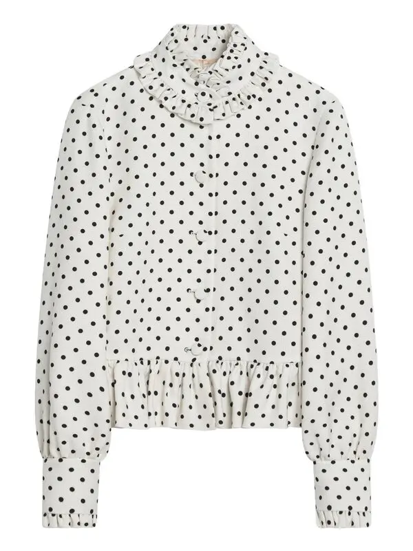 Valentino Garavani Single Breasted Jacket With Polka Dots - White