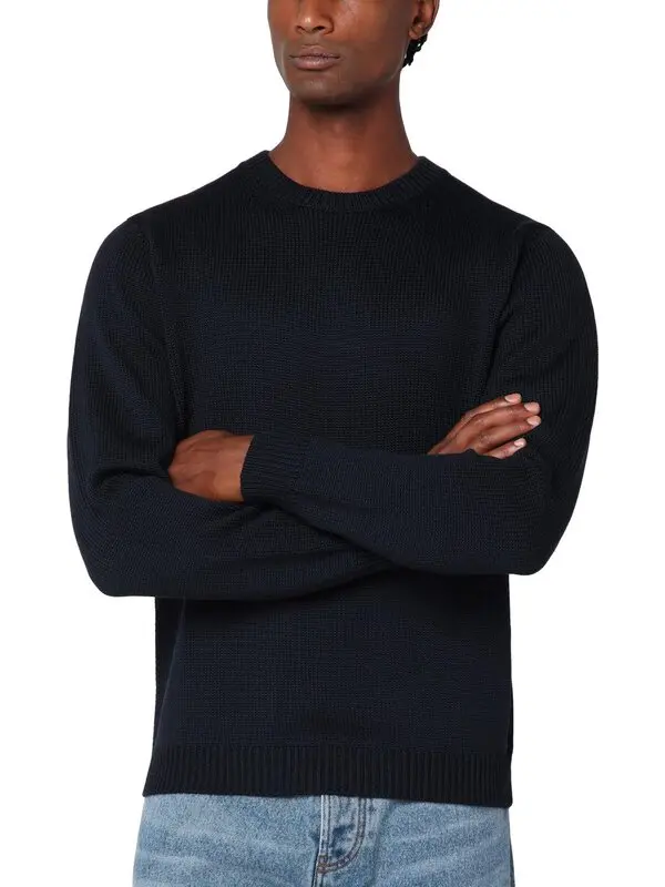 ROBERTO COLLINA Crew Neck Wool Sweater - Blue