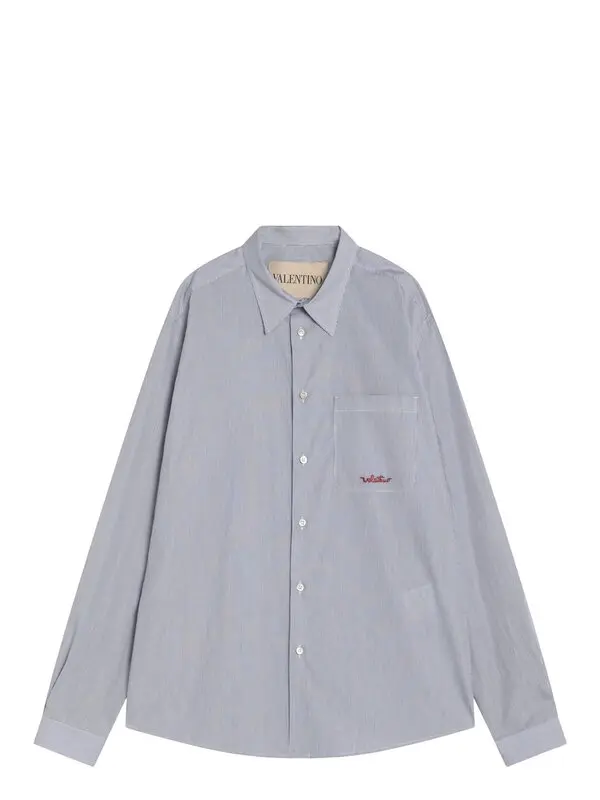 Valentino Garavani Cotton Shirt With Logo - Light Blue