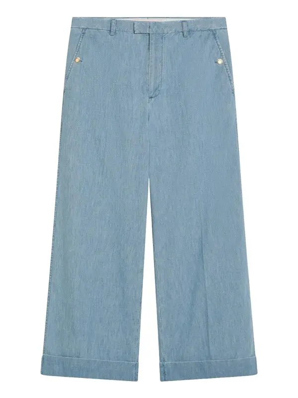 Valentino Garavani Wide Leg Jeans With Cuff - Light Blue