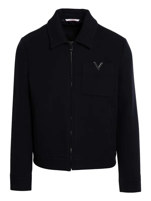 Valentino Garavani Zipped Wool Jacket - Blue