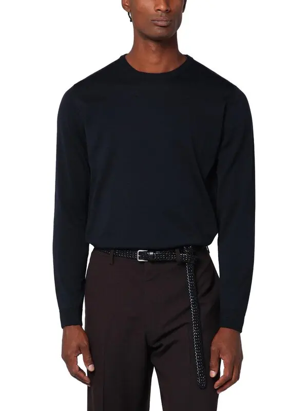 ROBERTO COLLINA Crew Neck Wool Sweater - Blue