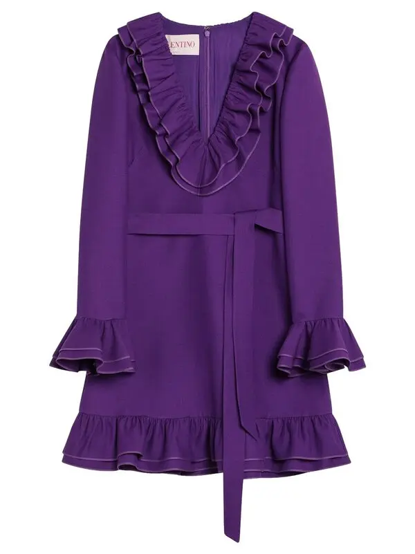 Valentino Garavani Wool And Silk Mini Dress - Purple