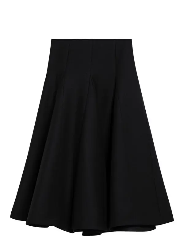 Valentino Garavani Silk Flounced Midi Skirt - Black