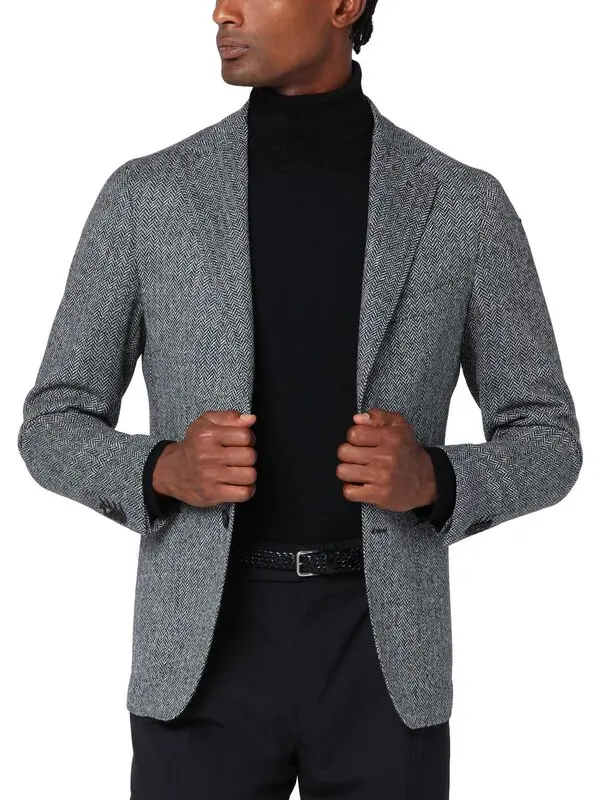 Tagliatore Single-breasted Herringbone Jacket - Grey