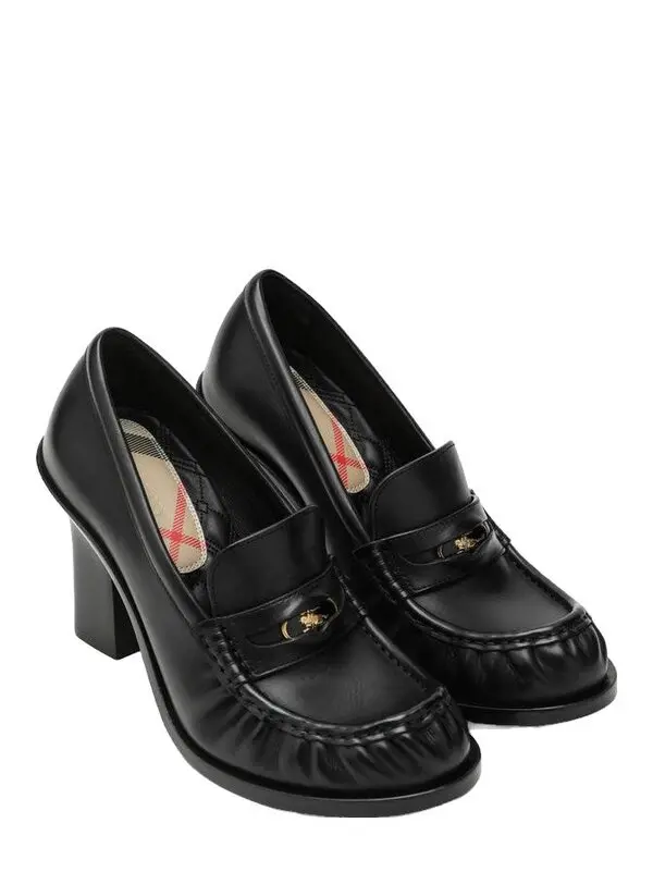 Burberry Cadet Leather Loafers With Heel - Black
