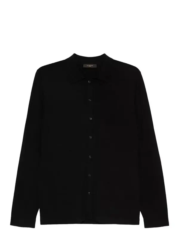 ZANONE Virgin-wool Button-front Shirt - Black