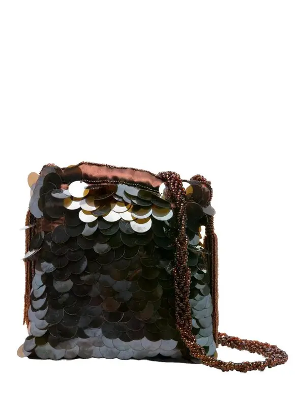 P.a.r.o.s.h Sequined Beaded Cross Body Bag - Brown