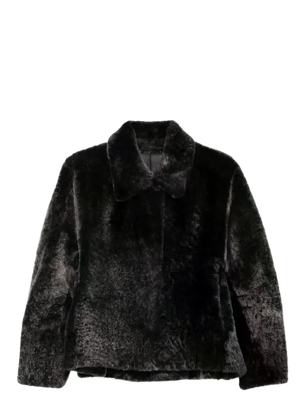 MANZONI 24 Shearling Cropped Coat - Black