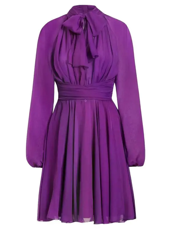 Dolce & Gabbana Tie-neck Pleated Dress - Purple