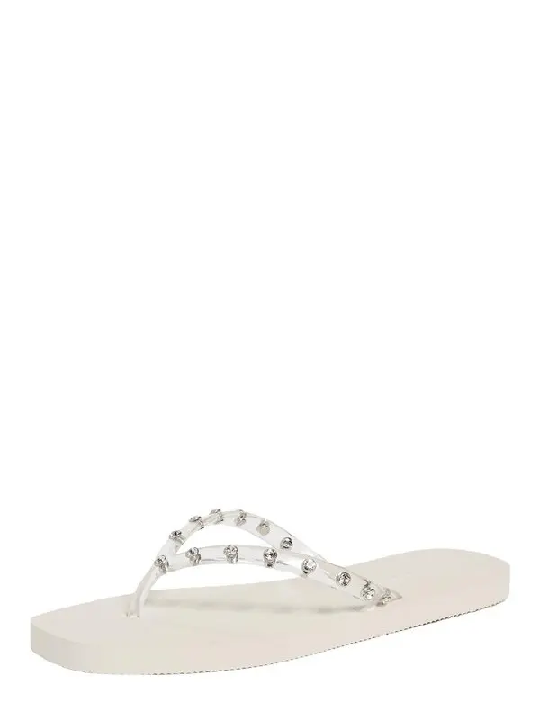 LOEFFLER RANDALL Taryn Crystal Jelly Flip Flops - Cream/crystal