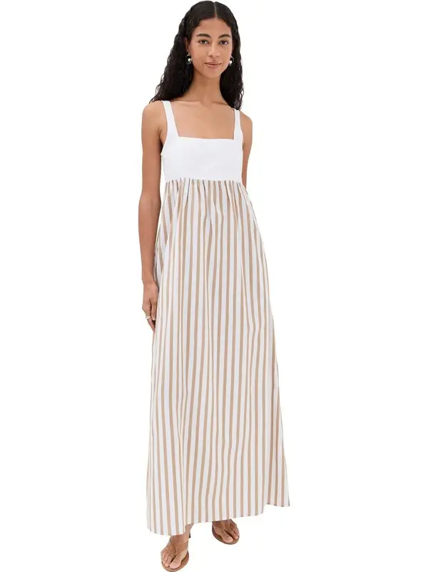 LE BOP Empire Stripe Maxi Dress - Khaki Stripe