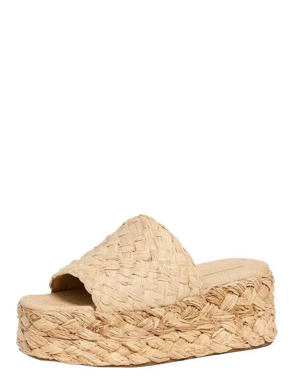 LOEFFLER RANDALL Aaron Platform Raffia Mules - Natural