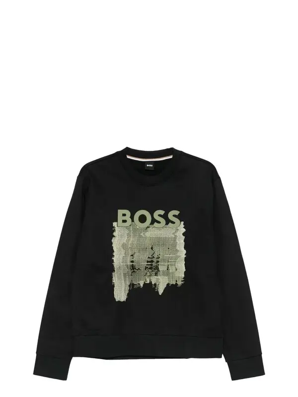 BOSS Logo-print Cotton Sweatshirt - Black