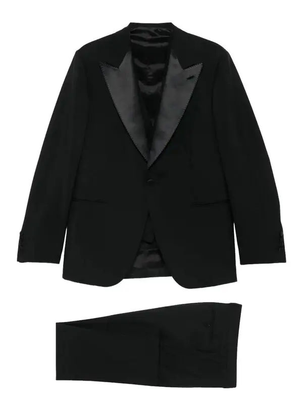 Caruso Shawl-lapel Single-breasted Suit - Black