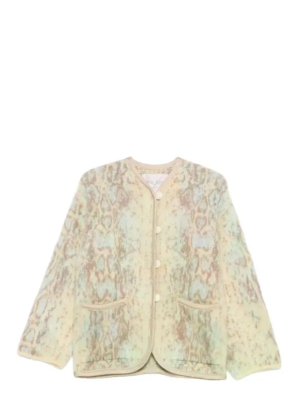 FORTE_FORTE Snakeskin-patterned Cardigan - Yellow