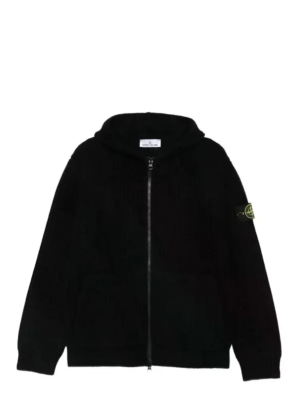 Stone Island Ribbed Knit Cardigan - Black