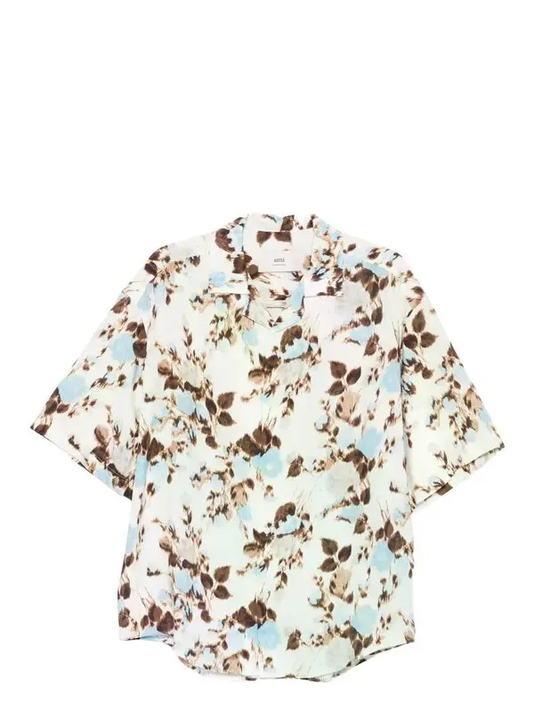 Ami Camp-collar Floral Shirt - Neutrals