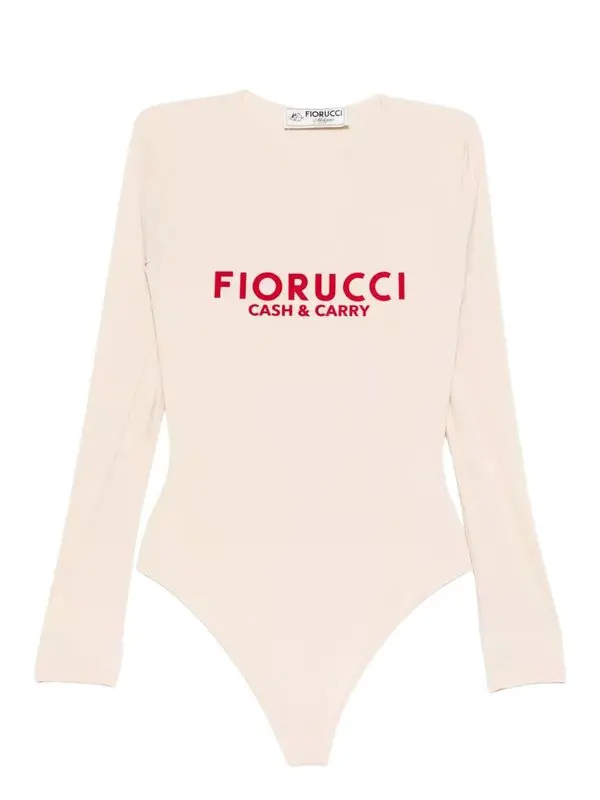 Fiorucci Logo Print Long-sleeve Bodysuit - Neutrals