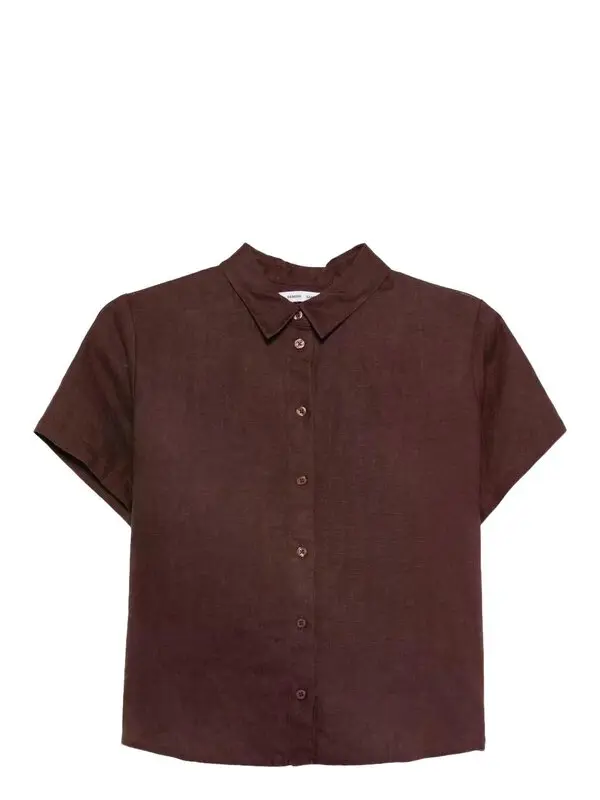 SAMSOE SAMSOE Button-front Linen Shirt - Brown