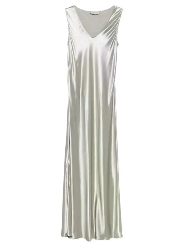 Alberta Ferretti V-neck Slip Dress - Silver