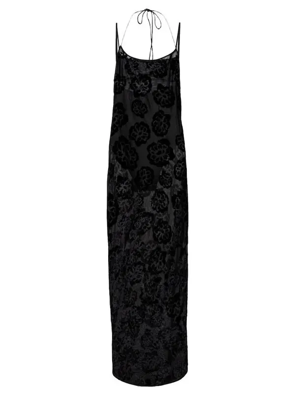 SIR. Vittoria Embroidered Sheer Maxi Dress - Black