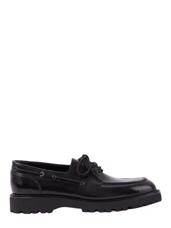 John Lobb Tide Leather Boat Shoes - Black