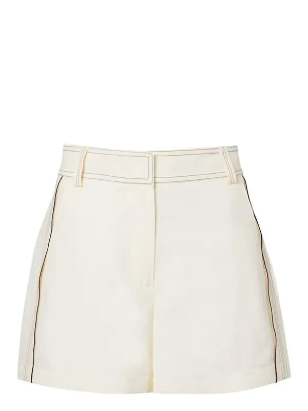 Tory Burch High-rise Linen-blend Shorts - White