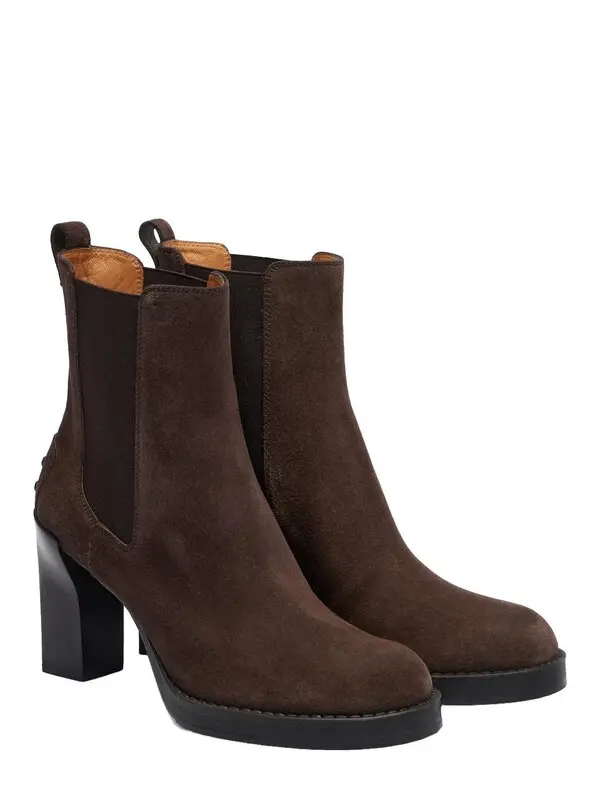TOD'S 80 Suede Chelsea Boots - Brown
