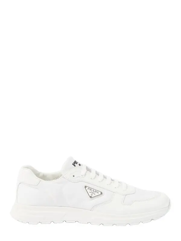 Prada Logo Leather-trimmed Sneakers - White