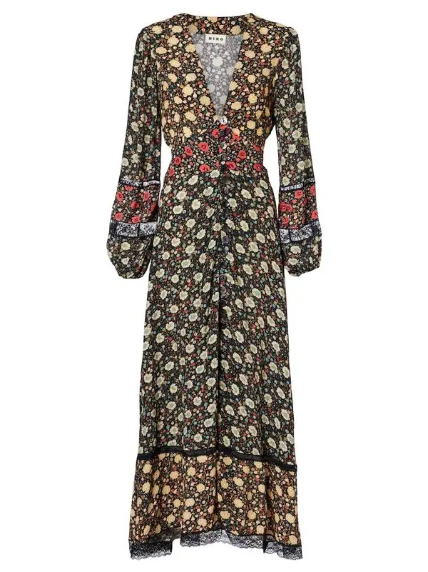 Rixo Raven Printed Crêpe De Chine Midi Dress - Multicoloured