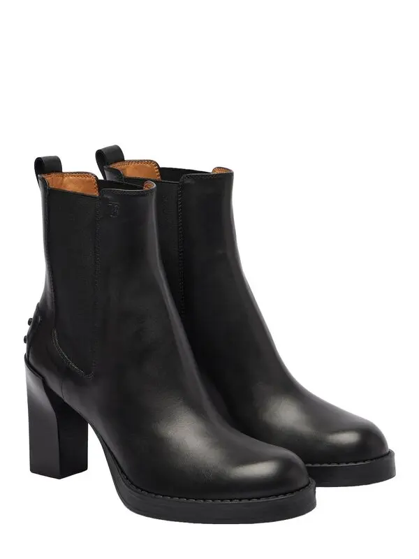 TOD'S 80 Leather Chelsea Boots - Black