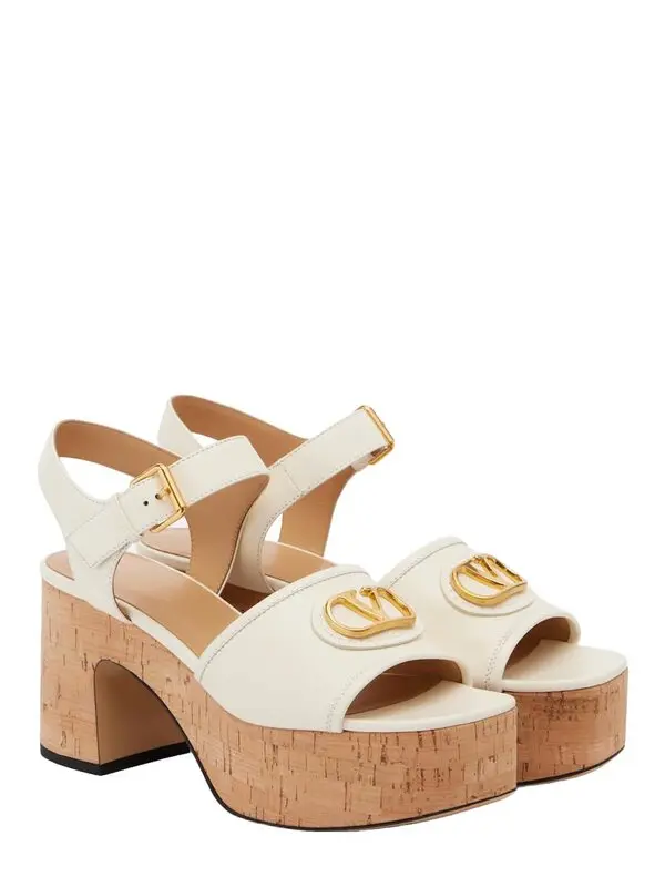 Valentino Garavani Vlogo Signature 80 Leather Platform Sandal - White