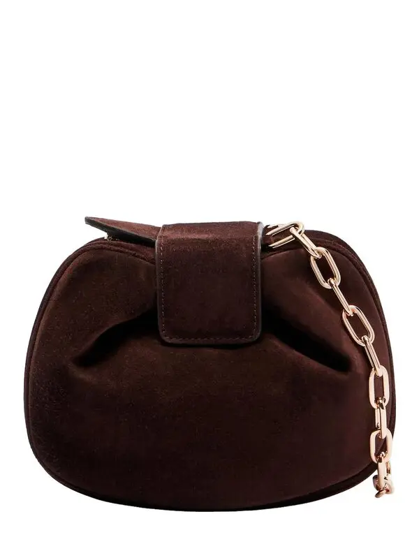 Gabriela Hearst Suede Clutch With Chain Strap - Brown