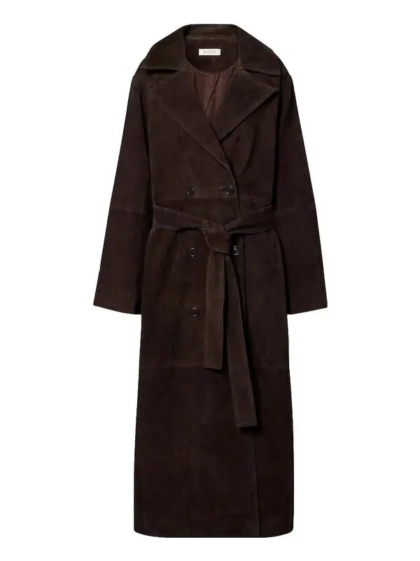 RÓHE Suede Wrap Coat - Brown