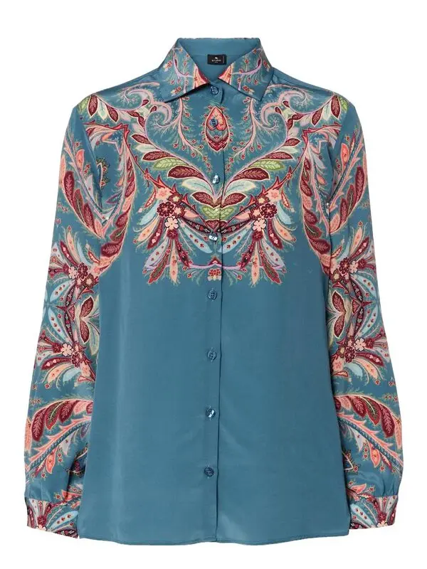 Etro Paisley Silk Shirt - Blue